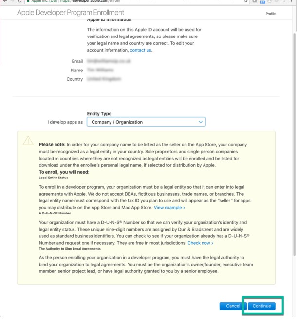 Set up an Apple Developer account – ClubReady Support