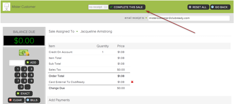 How to add credit on account – ClubReady Support