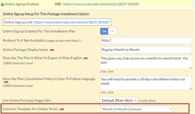 How to Select Sales Contract for Online Sign Up URL – ClubReady Support